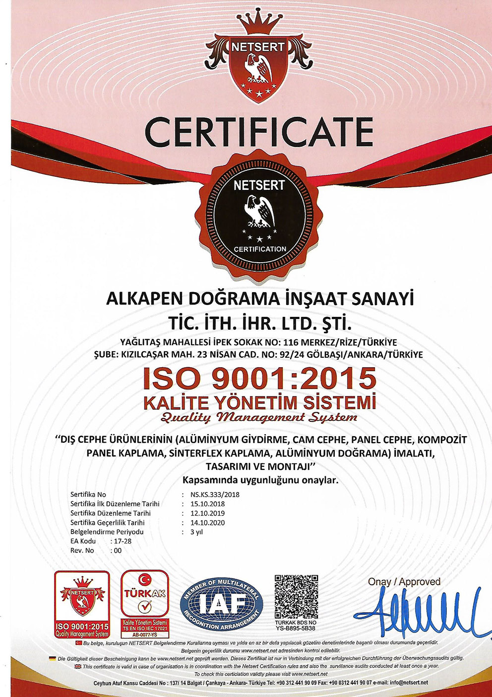 Kalite Politikamız – Alkapen Alüminyum